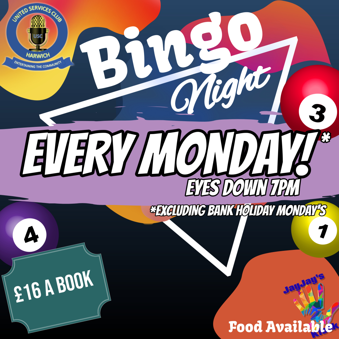 Bingo Night, Every Monday! – United Services Club Harwich